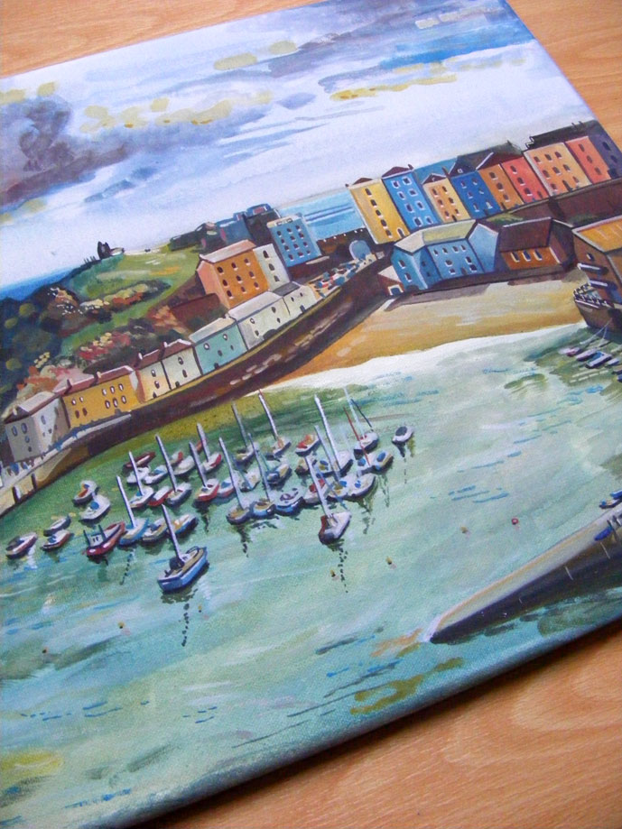 Tenby Canvas Painting Illustration - Haydn Symons Illustration