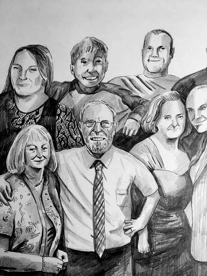 New A2 Family Drawing Commission - Haydn Symons Illustration